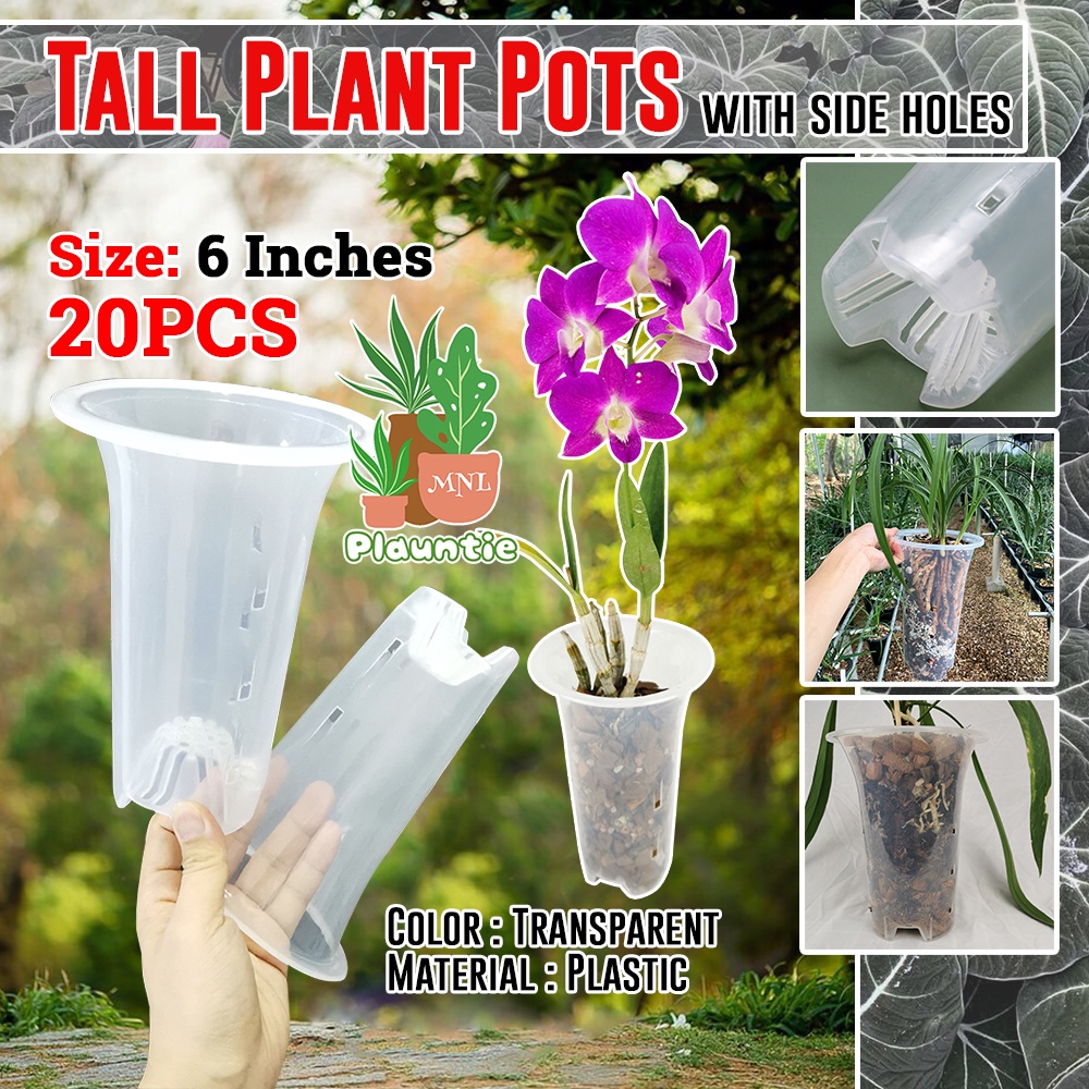 20 pcs 6 inch Clear Plastic Tall Plant Pots Home Garden Flower Pots ...