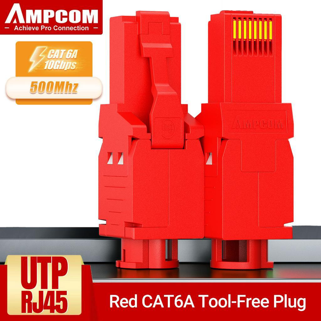 AMPCOM RJ45 Connectors Modular Plug, CAT6A CAT6 UTP Network Toolless Connector Ethernet Plugs ...