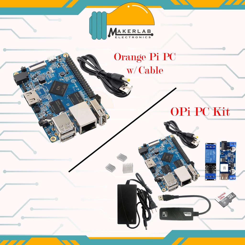 Orange Pi PC H3 Quad Core 1GB with USB to DC 4.0MM - 1.7MM Power Cable ...
