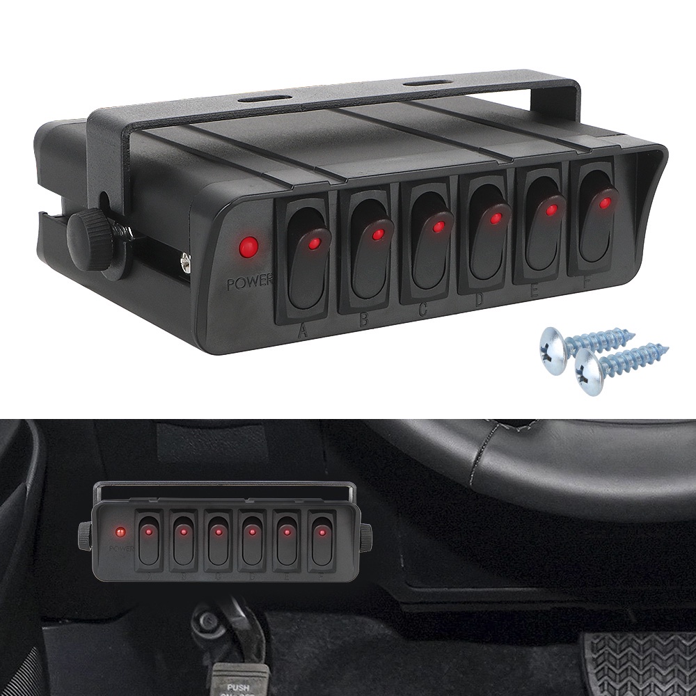 12-24V 20A Switch Panel 6 Gang Rocker Switch Box for Cars Vehicles ...
