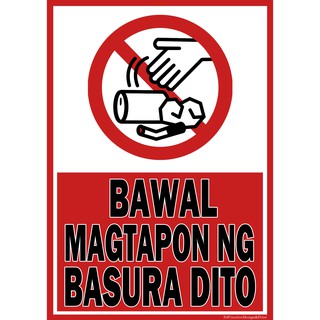 Bawal Magtapon Ng Basura Dito-A4 Laminated Signage | Shopee Philippines