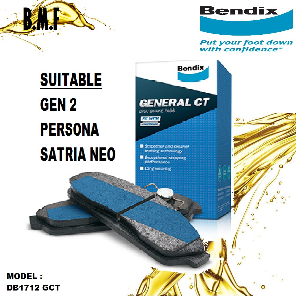 Bendix General CT Brake Pad Front DB1712 - Proton Gen 2 Persona Satria ...
