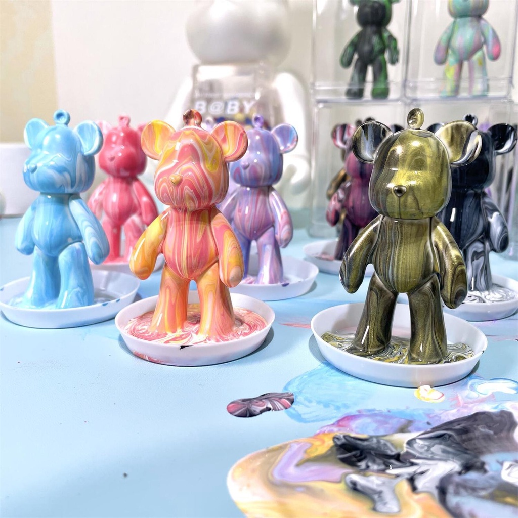 Fluid Painting Violent Bear Keychain Material Package DIY White Embryo Paint | Shopee Philippines