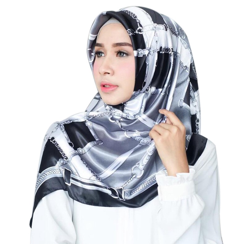 90cm Satin Print Large Square Scarf Fashion Imitation Silk Scarf ...