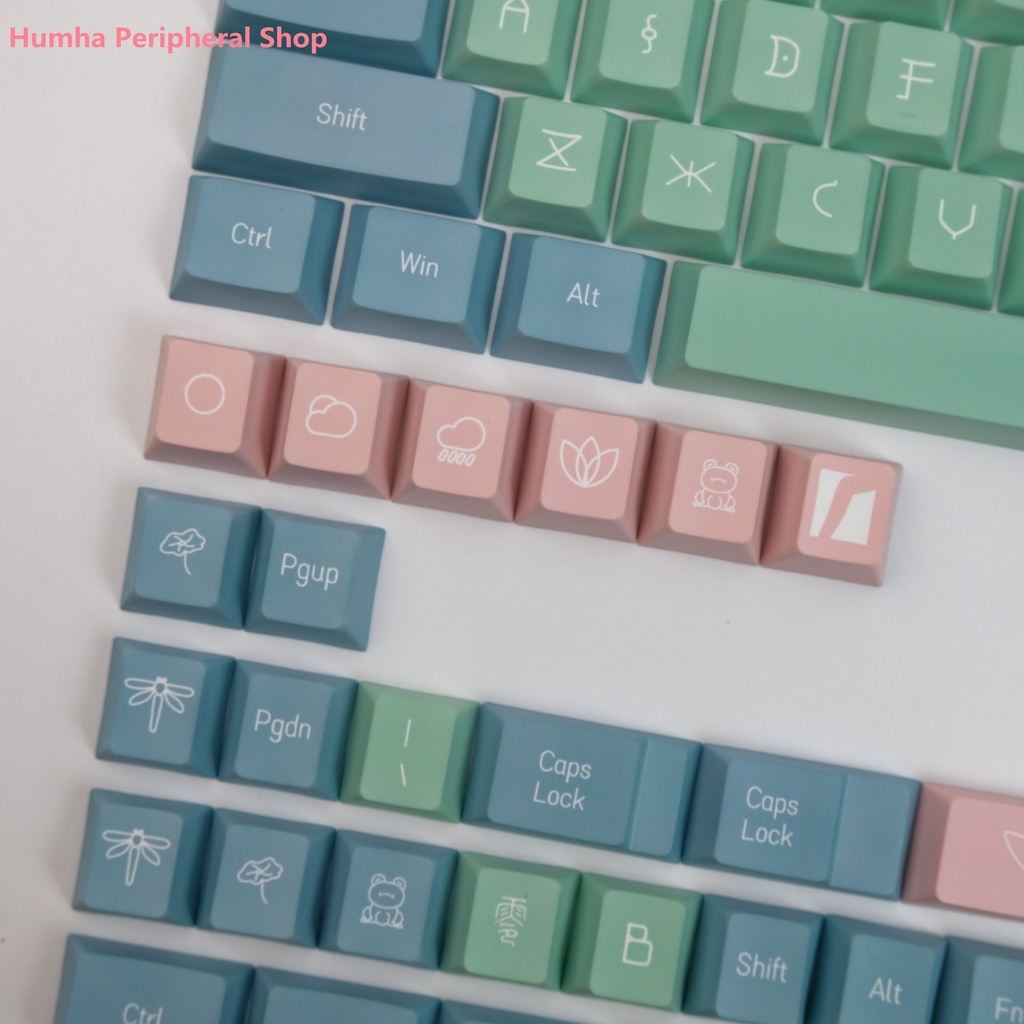 Humha Lotus keycap 140 keys PBT material Dye-Sublimation Cherry profile Mechanical Keyboard ...