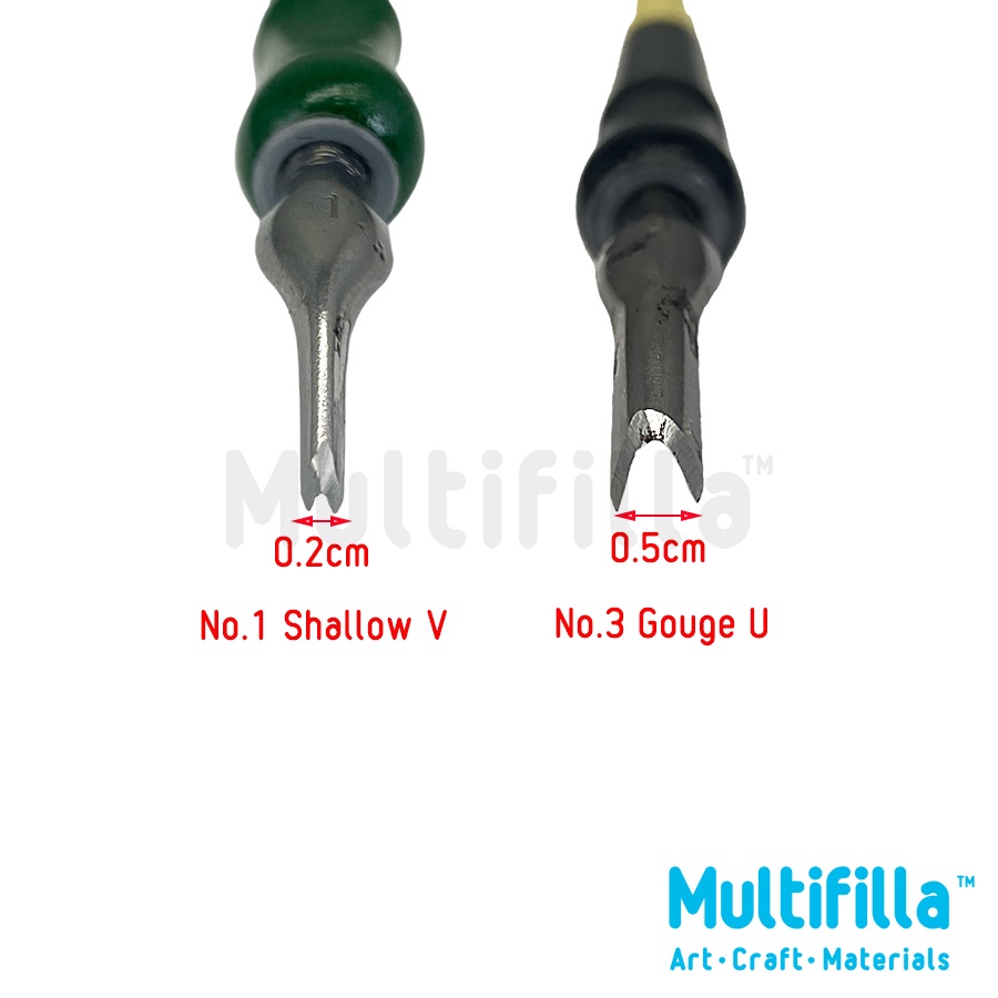 Lino Tool - Shallow V or Gouge U (Random Handle Color) - Lino Cutting ...
