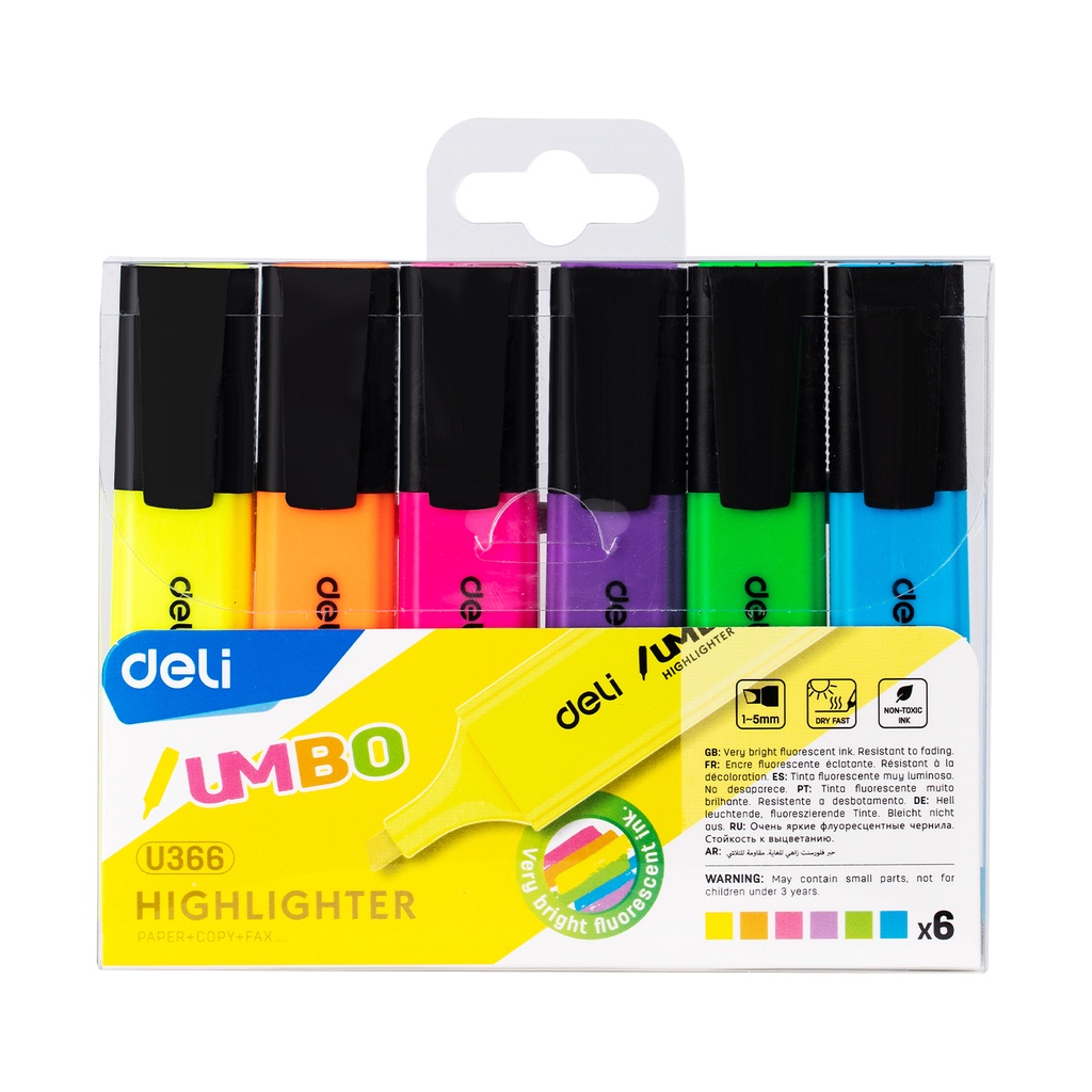 Deli EU366-MT Highlighter Pen School Supplies Marker 6 Colors | Shopee ...