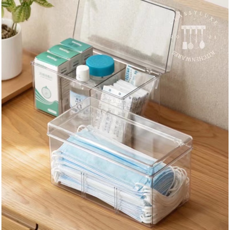 KITkitchen Face Mask Storage Box Entrance Home Transparent Dustproof ...