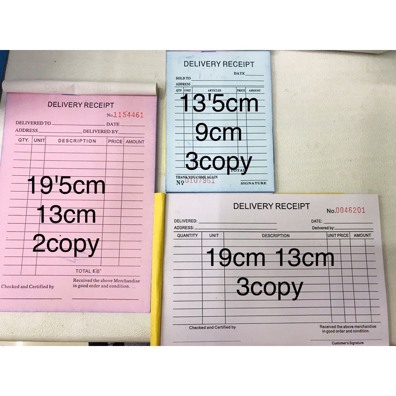 delivery receipt small size list 9cm x 13cm regular and thick duplicate ...