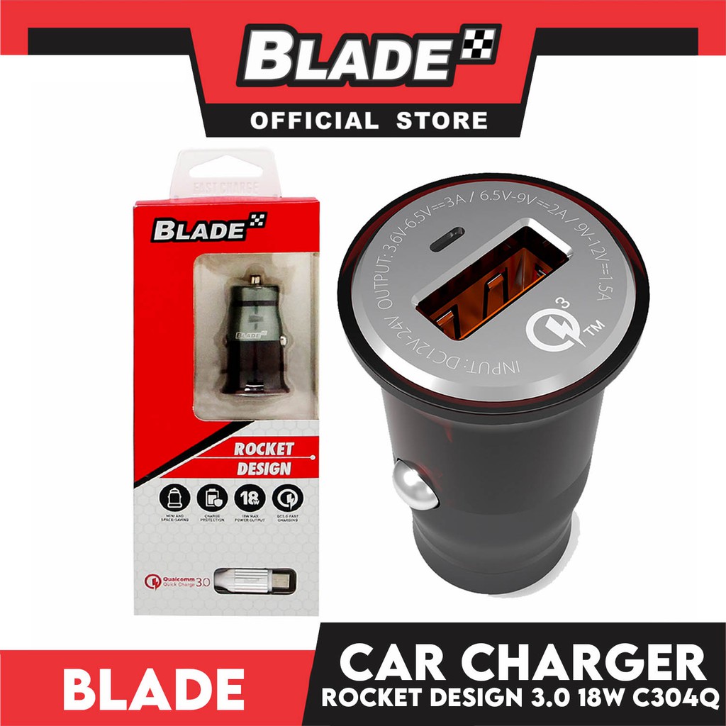 Blade Car Charger Rocket Design Single USB with USB Cable C304Q (Grey ...