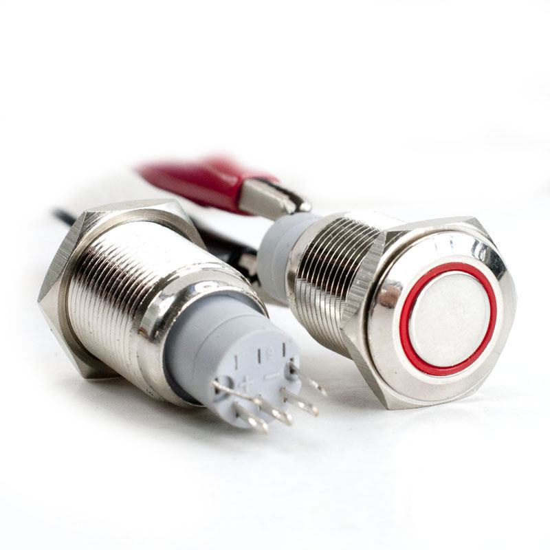 1pcs,12V Metal Switch latching Push Button RED Led 16mm | Shopee ...