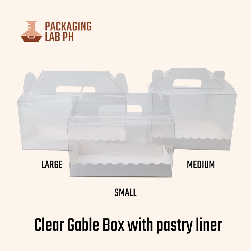 [10pcs] Clear Gable Box w pastry liner cake rolls and loaf packaging ...