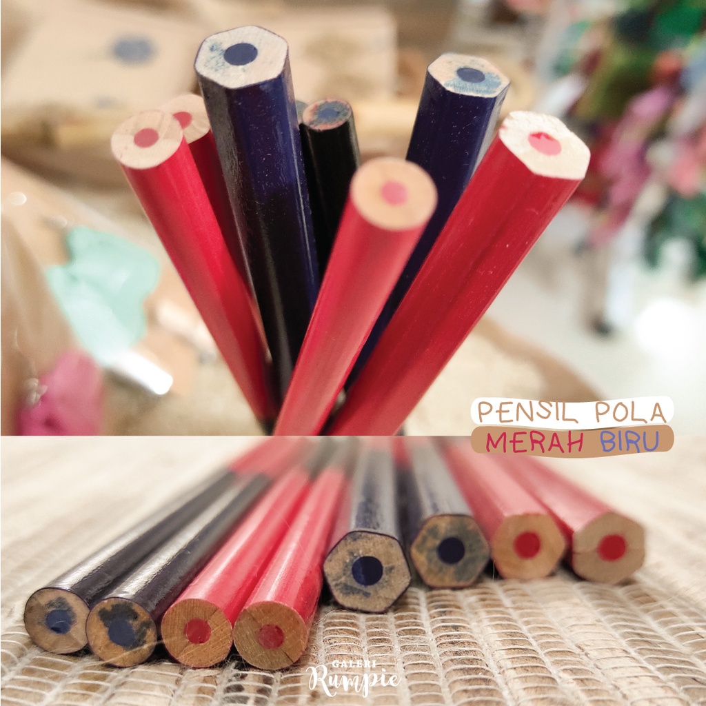 MERAH Red Blue Pattern Pencil | Shopee Philippines