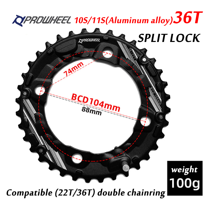PROWHEEL 104BCD Chainring Bike MTB Double Chainring 26T 28T 36T 38T ...