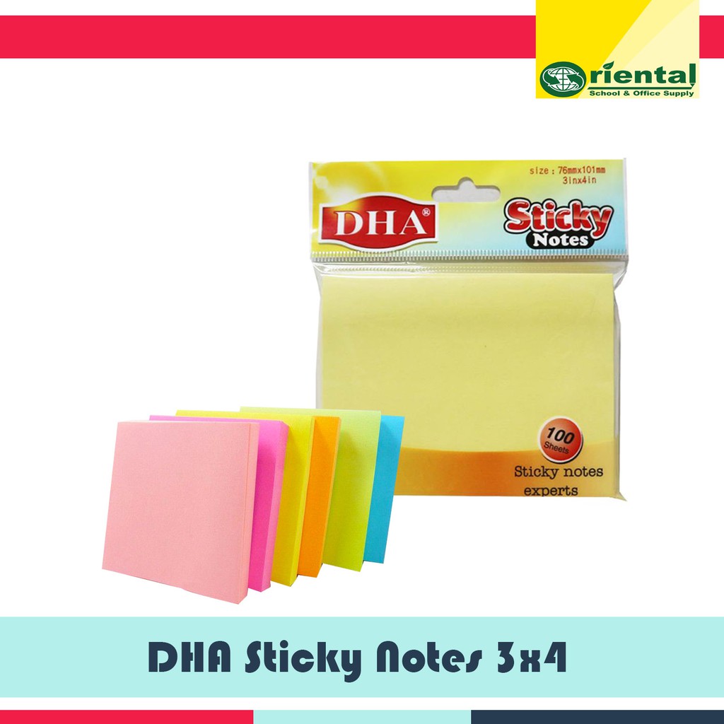 DHA Sticky Notes 4 x 3 Memo Note Pad - 100 Sheets per Pads | Shopee ...