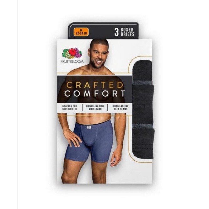 Men's Crafted Comfort Fabric Covered Waistband Assorted Boxer Briefs, 3 ...