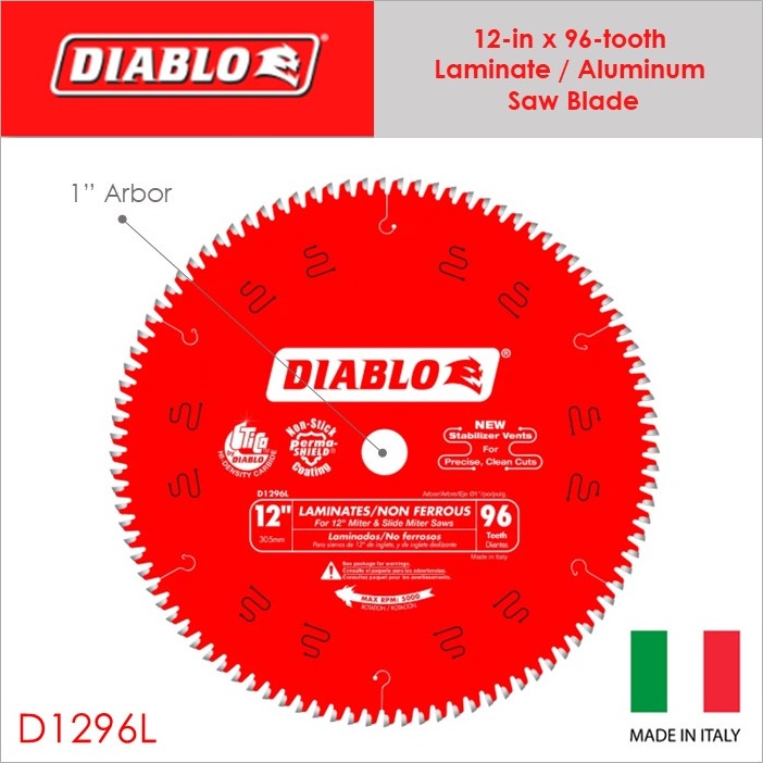 Diablo 12 in x 96-tooth TCG Laminates, Non-Ferrous Metal Blade - D1296L ...