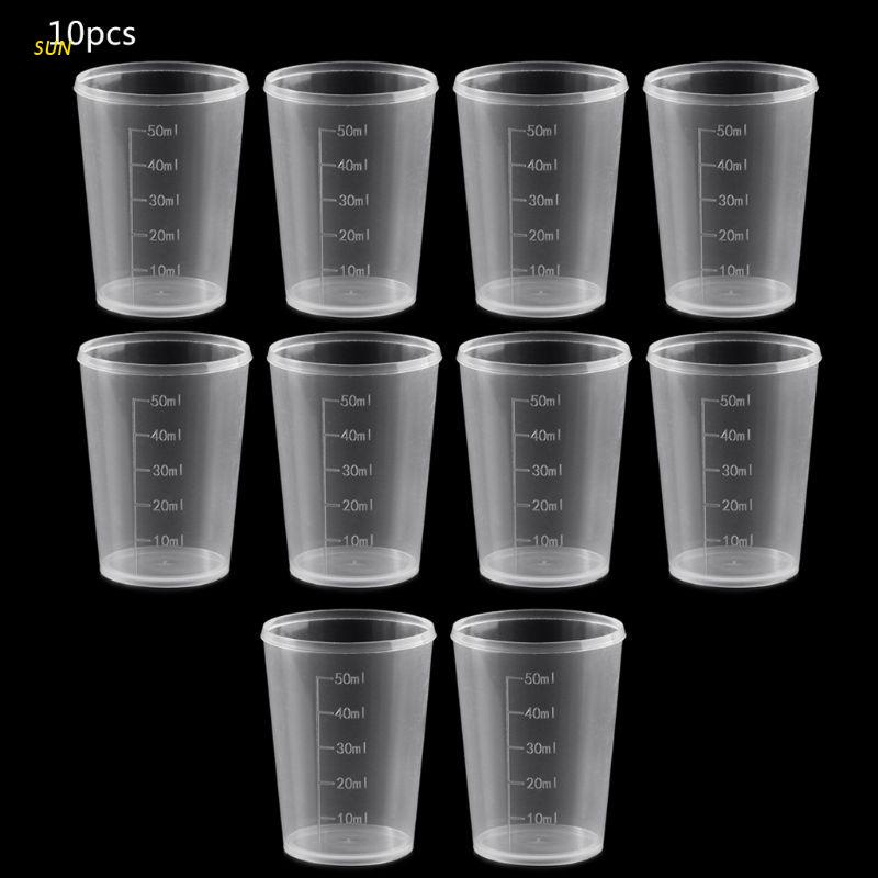 SUN 10Pcs 50ml Plastic Laboratory Bottle Lab Test Measuring Container ...