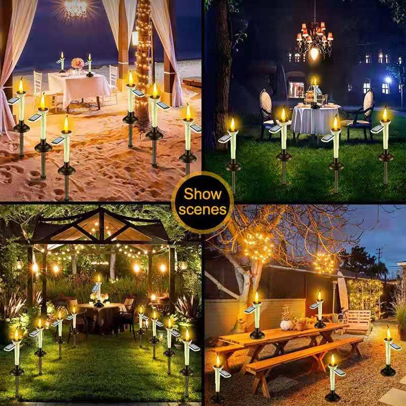 Taper Candle Solar Garden Light With Long GroundPlug Flameless ...