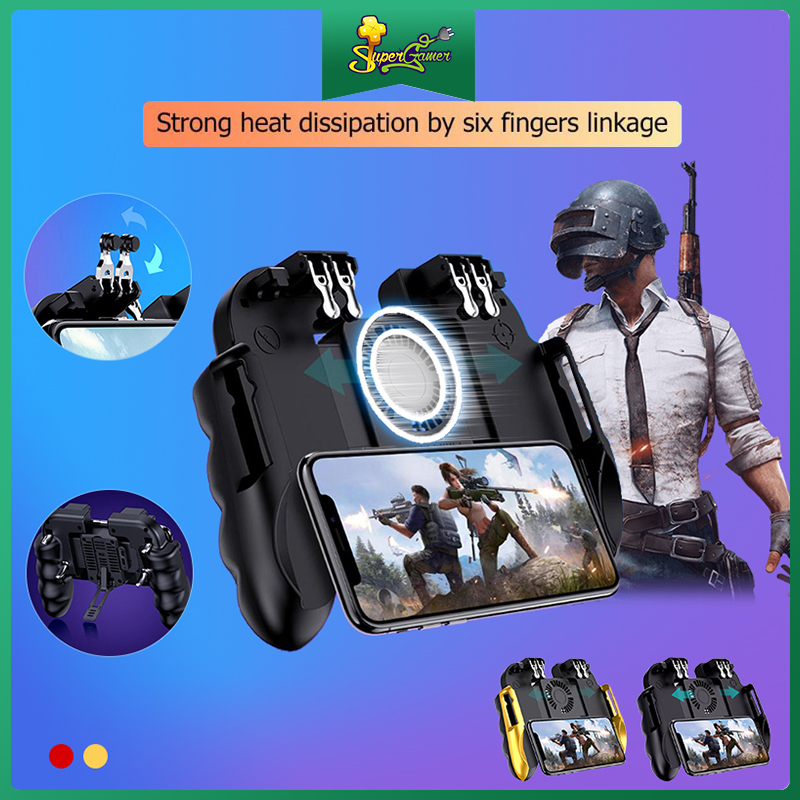 SuperGamer Asher Free Fire Game Controller With Fan Six Finger Joystick ...