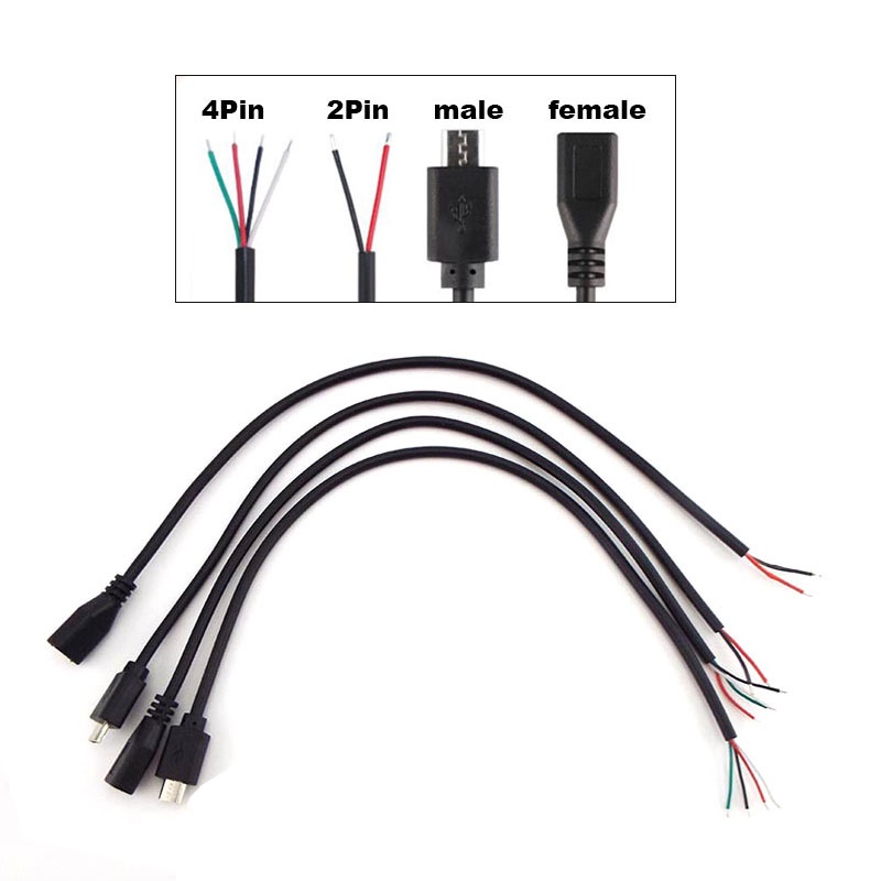 5pcs 30cm Power Charge Wrie DIY Micro USB 2.0 Male Plug Female Jack ...