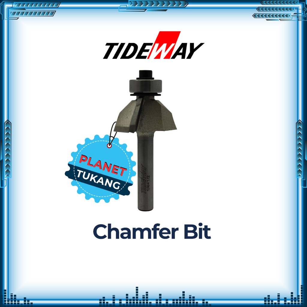 MATA KAYU 45-degree Chamfer Bit Wood Profile TIDEWAY Trimmer Router ...