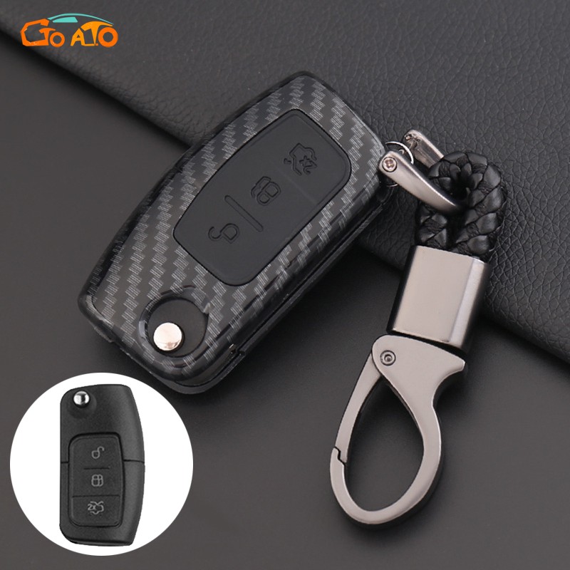 GTIOATO For Ford Key Cover Case Carbon Fiber Car Key Holder For Ford ...