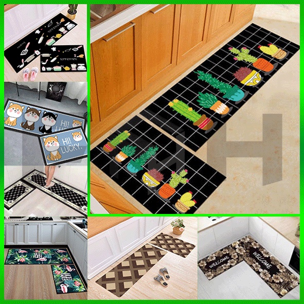 ⭐2 Pcs Set Kitchen Carpet Floor Kitchen Mat Non-slip Thicken Doormat ...