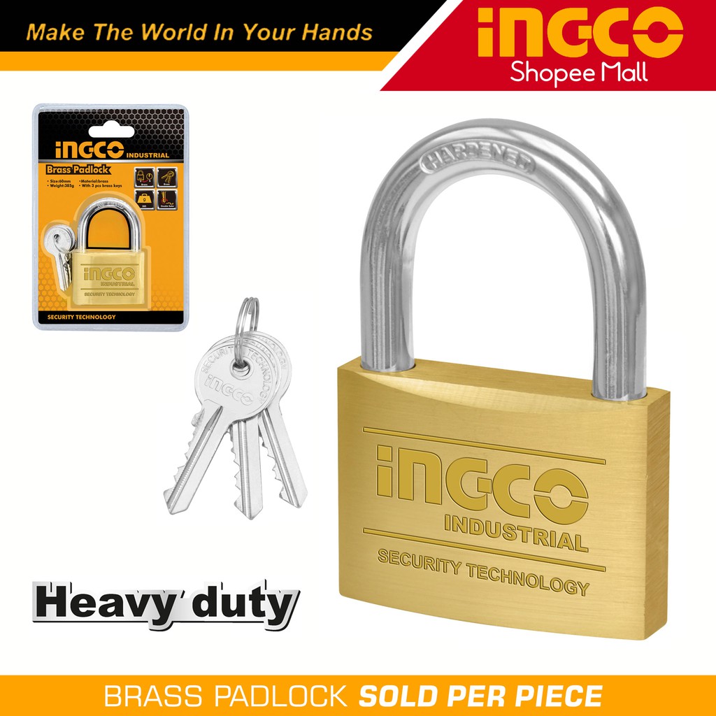 Ingco Heavy Duty Brass Padlock SOLD PER PIECE DBPL0202 / DBPL0302 ...