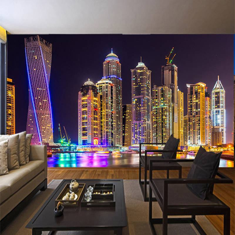 Custom 3D Photo Wallpaper Night View City Building Wall Mural Wall ...