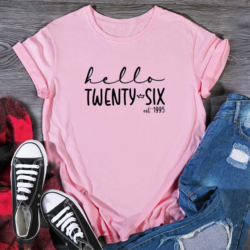 Hello Twenty Six Est 1995 26th Birthday Party Tee Shirt Women Short ...