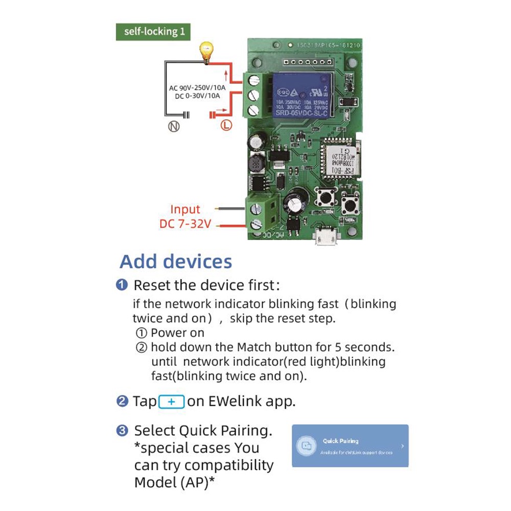 DIYMORE E-Welink Smart Wi-Fi Relay Module Dc 5V 12V 24V Switch Timer ...