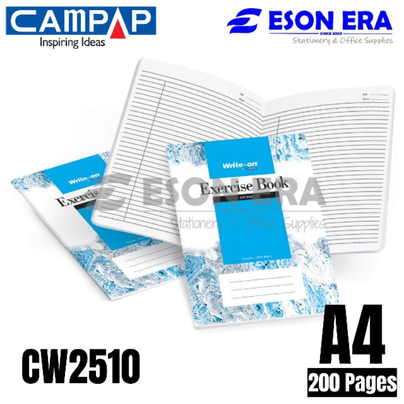 [A4 200P] Campap Write-On A4 Exercise Book 70gsm 200pages CW2510 Writeon Buku Latihan | Shopee ...