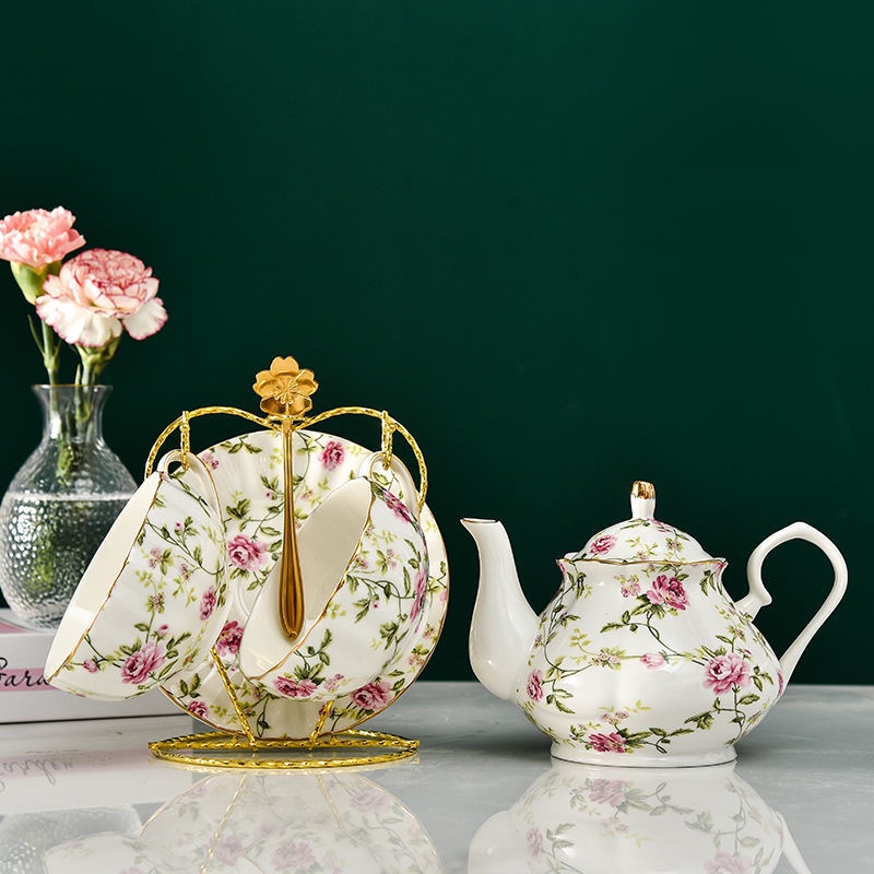Ready Stock European Bone China Tea Set English Afternoon Tea Cup Set Teapot High-Grade ...