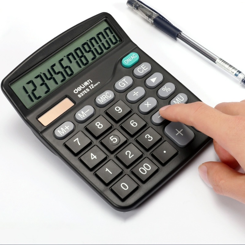 Deli 837ES Portable Desktop Electronic Calculator 12-Digit Large LCD Display Scientific ...