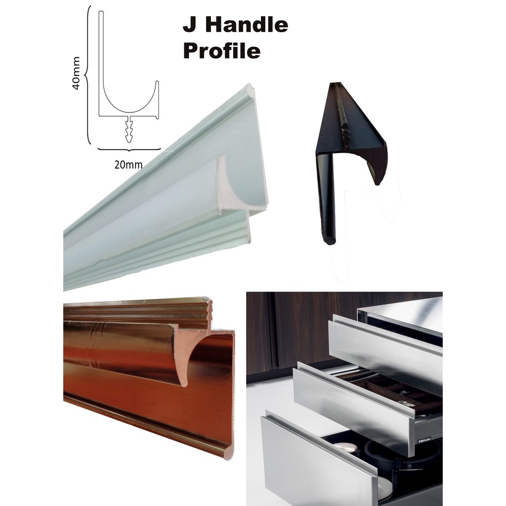 J Handle Profile / Continuous handle / Grab handle 3meter long | Shopee ...