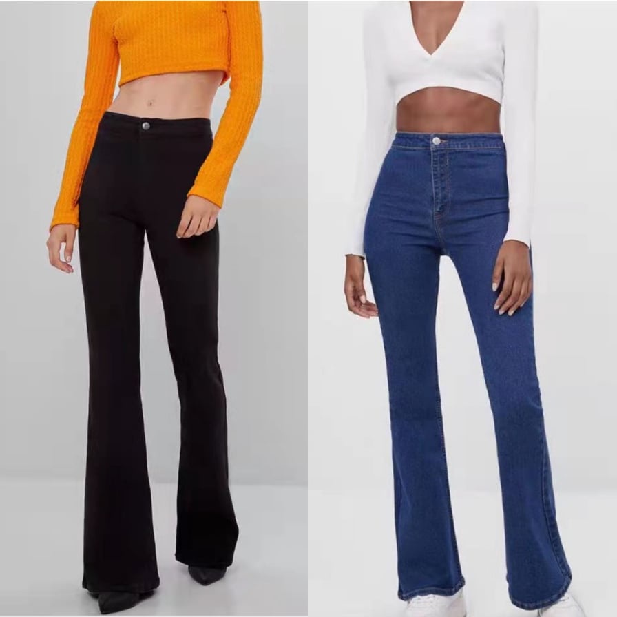 Women's Casual Boat Leg 90's Retro High Waist Pants | Shopee Philippines