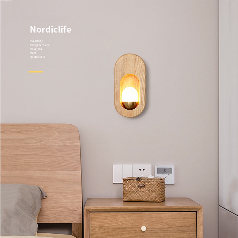 Modern wall light LED Solid Wood Art Wall Lamp indoor Bedroom Bedside ...