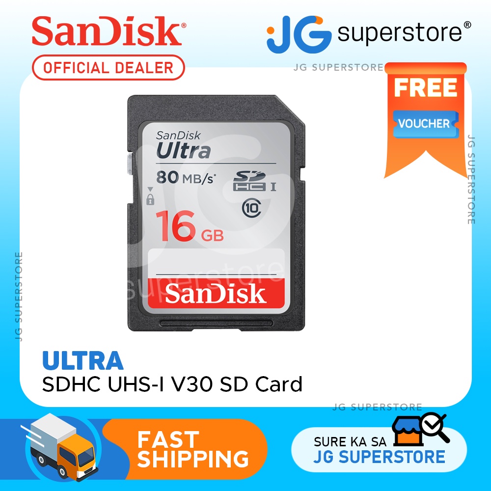 Sandisk Ultra SD Card 16GB SDHC UHS-I Class 10 80MB/s Read Speed V30 | SDSDUNC-016G-GN6IN ...