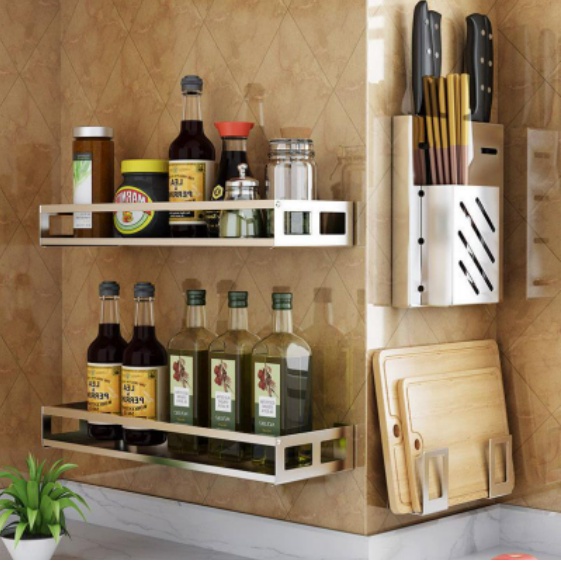 Stainless Steel Kitchen Shelf Condiment Organizer Rack Hanging Spice ...