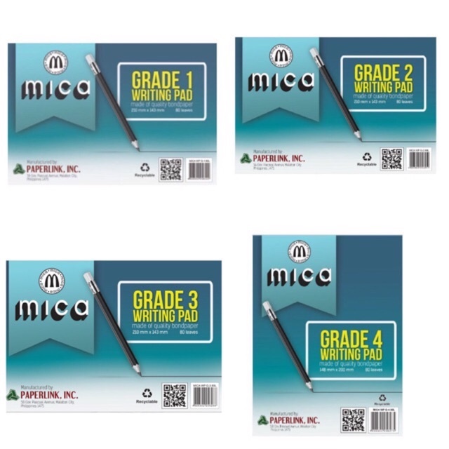 MICA Writing Pad Paper 80 Leaves Per Pad For Grade 1, 2, 3, 4 smooth ...
