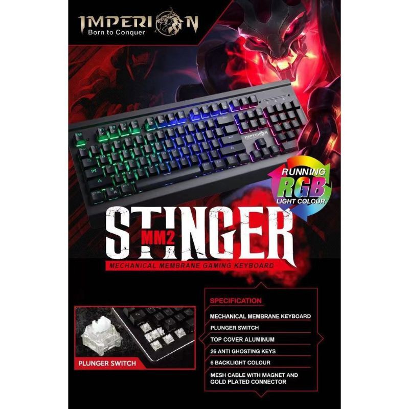 Imperion Stinger KG-MM2 RGB Mechanical Membrane Gaming Keyboard ...