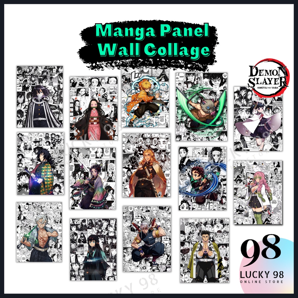 Demon Slayer Manga Wall Panel Collage Kit Anime Wall Collage Wallpaper ...