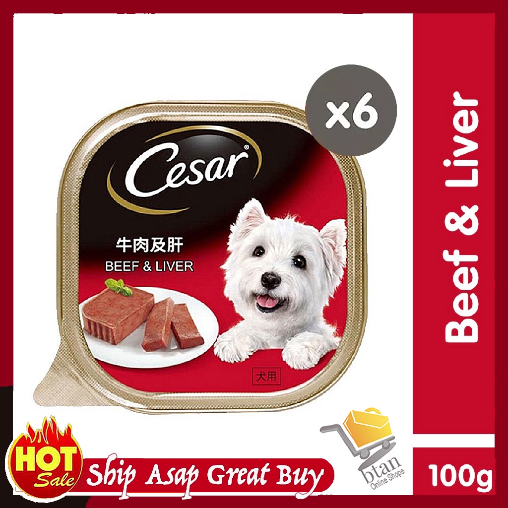 CESAR® Beef & Liver Wet Dog Food Pack of 6 (100g) | Shopee Philippines