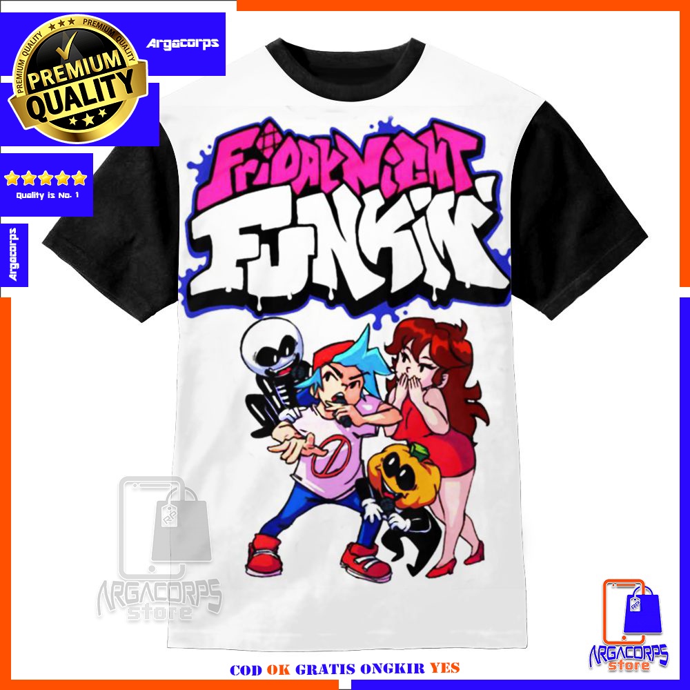 3d Children's T-shirt Premium Cool 2 FNF Funkin AUG Distro Clothes ...