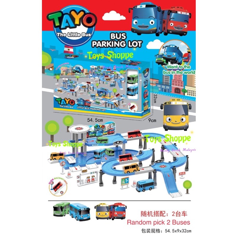 Bus TAYO Bus Set Bus Parking Lot Car Tayo Bas Mainan kereta Kanak Bas ...