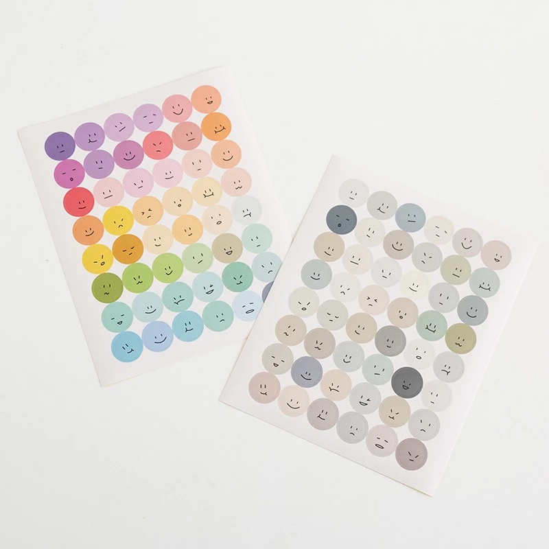 Cartoon Smiley Face Stickers Morandi Color Cute Student Stationery ...