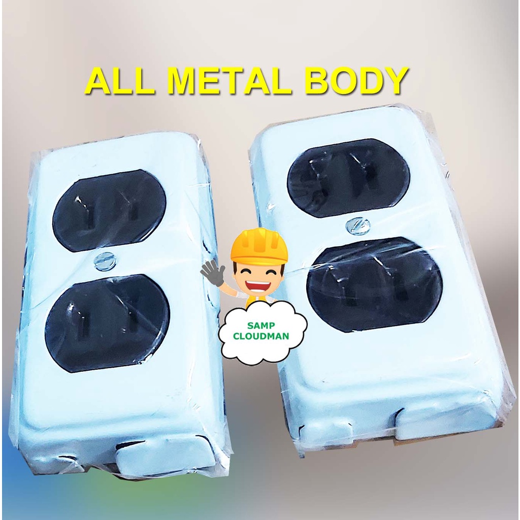Kopez All Metal Case Duplex Outlet 2 Gang Surface Type Outlets Metal ...