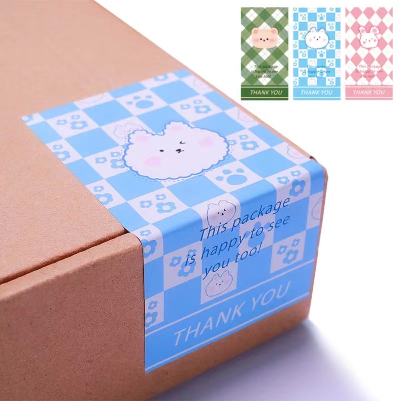 50pcs/Pack Thank You for Supporting Stickers Rectangle Package | Shopee ...