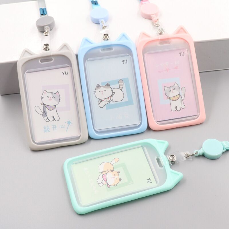 1PC Cute ID Card Sleeve Cartoon Cat Bus Card Case Card Holder ...